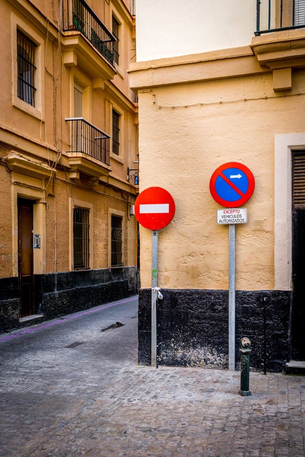 Alley in Cadiz stock photo. Image of cadiz, stop, traffic - 66022516