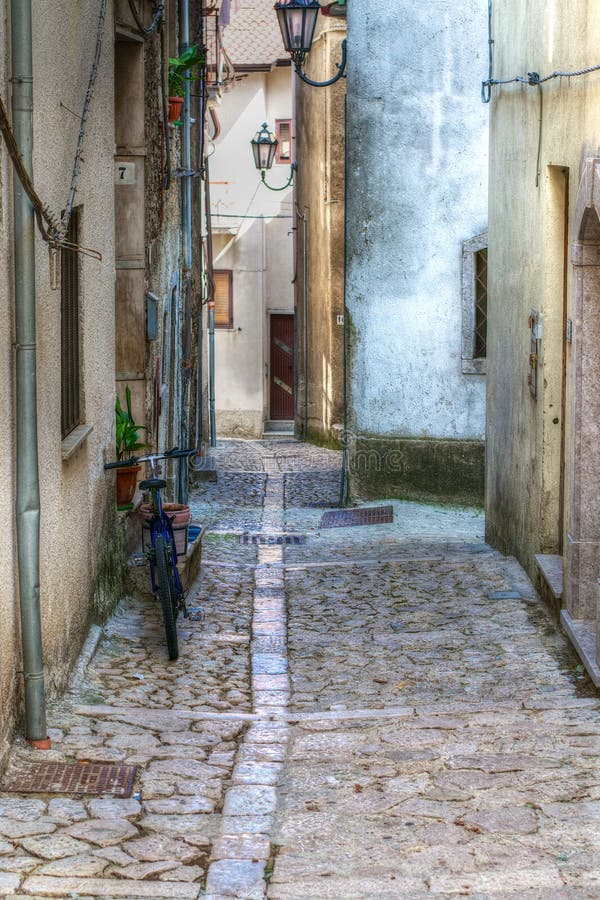 Alley of an Italian Mountain Village Stock Photo - Image of tourism ...