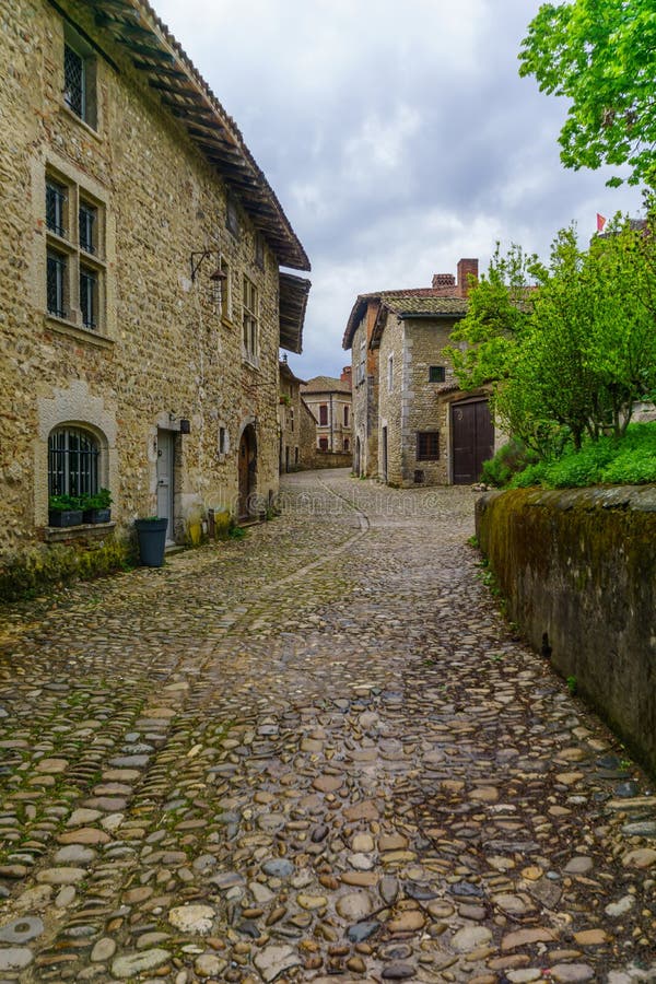 Alley in the Medieval Village Perouges Stock Photo - Image of home ...