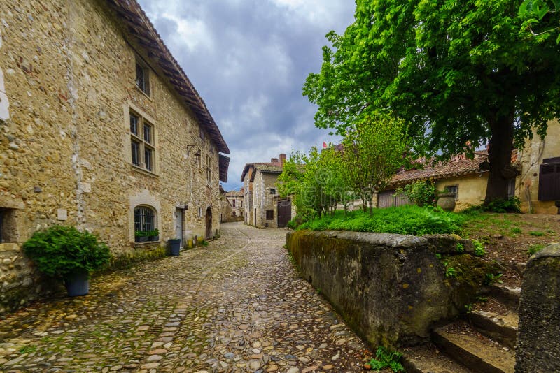 Alley in the Medieval Village Perouges Stock Photo - Image of city ...