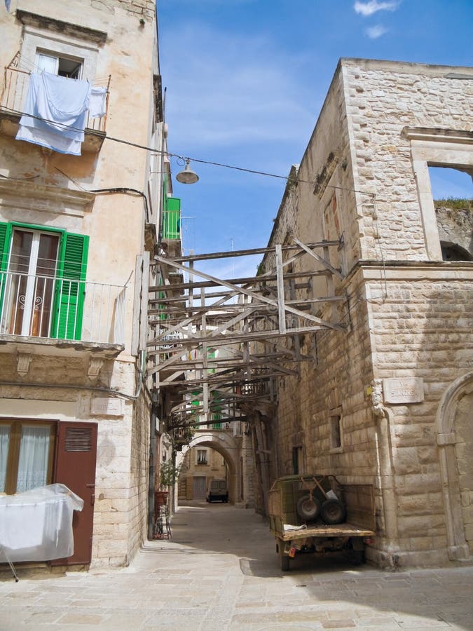 Alley in Oldtown of Molfetta. Apulia Stock Photo - Image of balconies ...