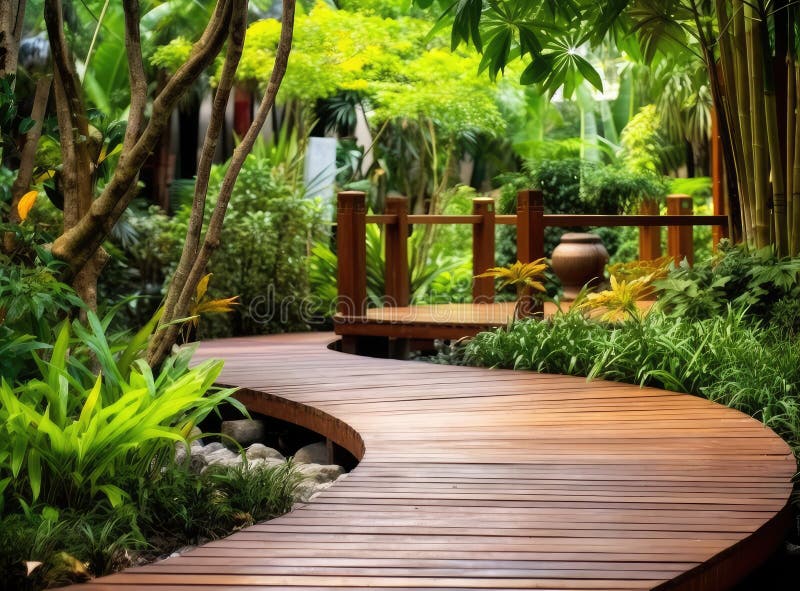 Alley in Tropical Garden, Created with Generative AI Technology. Stock ...