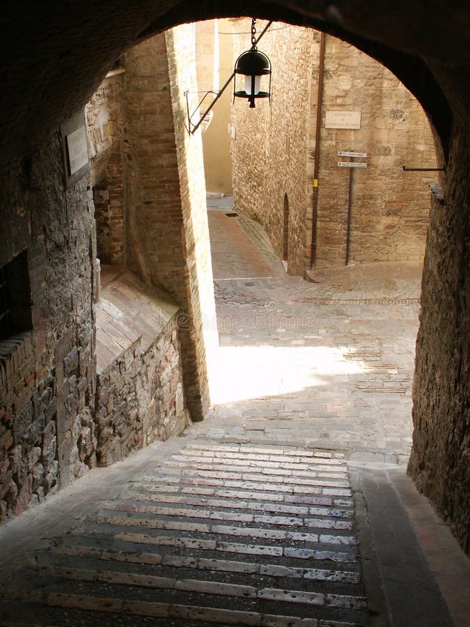 Alley-way with lamp stock image. Image of narrow, alley - 40147