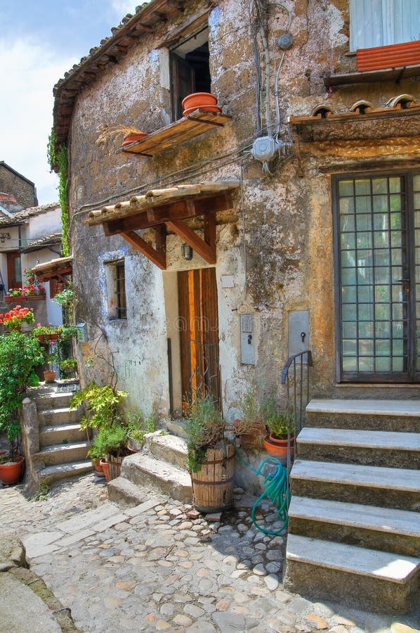 Alleyway. Calcata. Lazio. Italy. Stock Image - Image of exterior ...