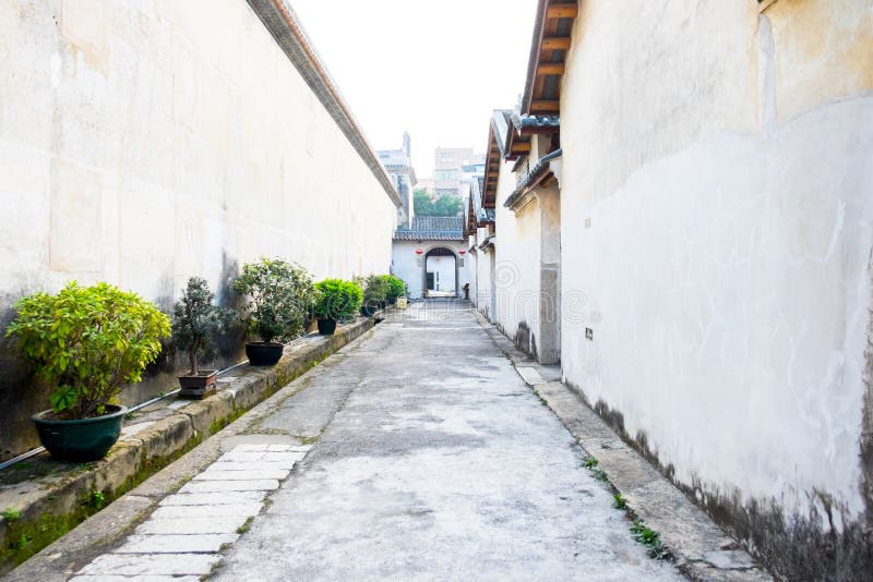 Alleyway with Chinese Old Building Stock Photo - Image of architecture ...