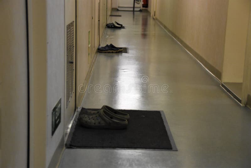 Alleyway or Corridor with Slippers Inside the Superstructure of ...