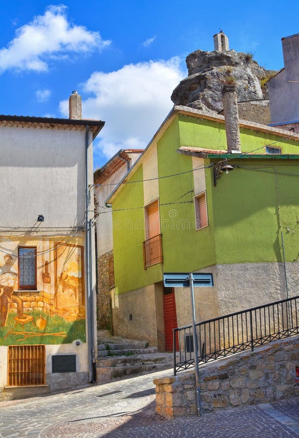 Alleyway. Satriano Di Lucania. Italy. Editorial Image - Image of blue ...