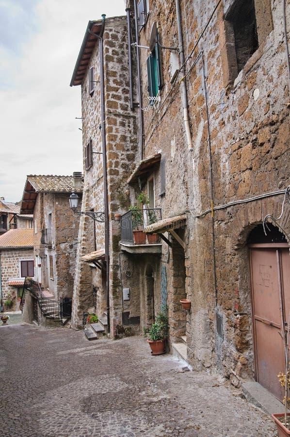 Alleyway. Sutri. Lazio. Italy. Stock Image - Image of outdoor, building ...