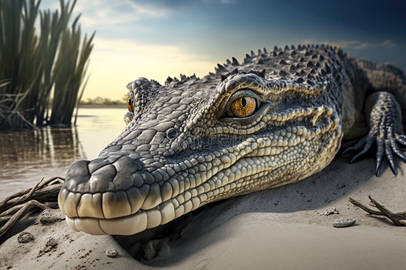 Alligator Close Up. Generative Ai Stock Illustration - Illustration of ...
