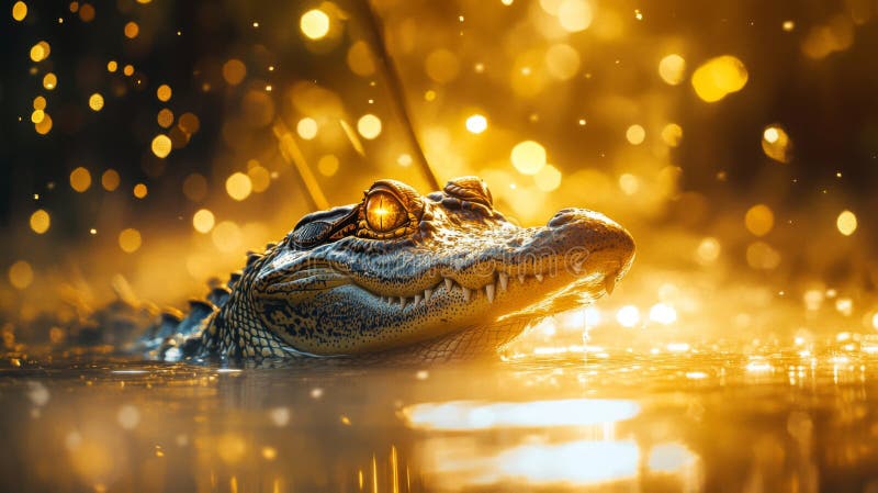 Alligator in Golden Hour Light Stock Illustration - Illustration of ...