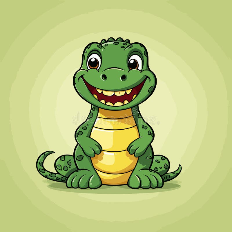 Alligator. Alligator Hand-drawn Comic Illustration. Cute Vector Doodle ...