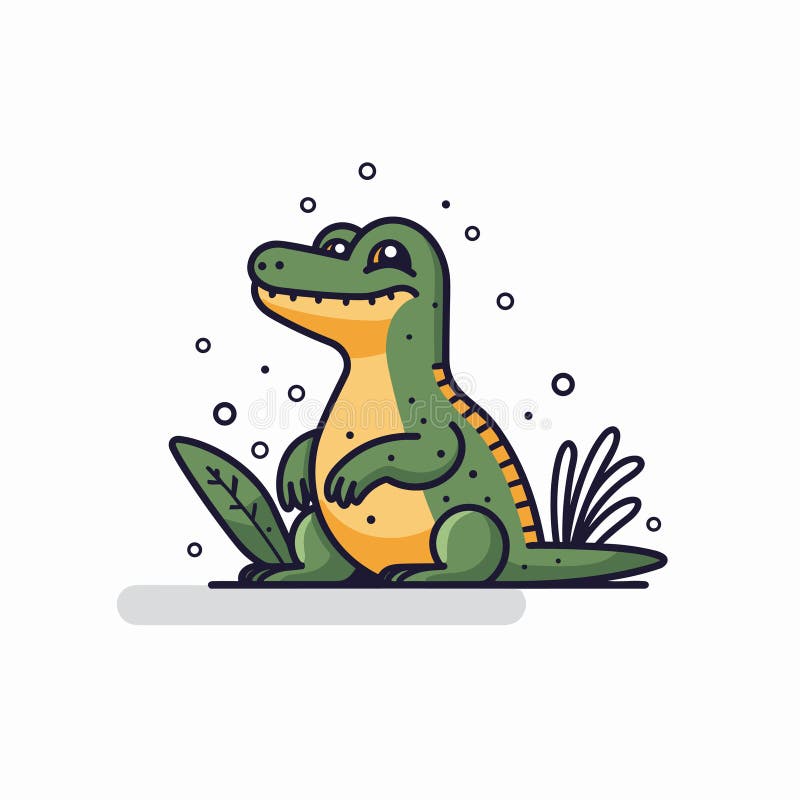 Alligator. Alligator Hand-drawn Comic Illustration. Cute Vector Doodle ...
