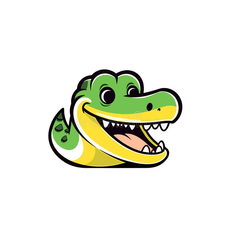Alligator. Alligator Hand-drawn Comic Illustration. Cute Vector Doodle ...