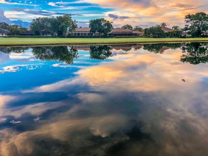 Stunning Pink Sunset Reflections Stock Image - Image of home, idyllic ...