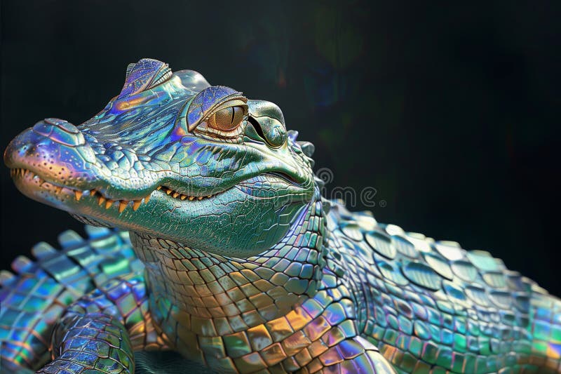 Alligator with a Holographic Effect on the Skin. Generative Ai Stock ...
