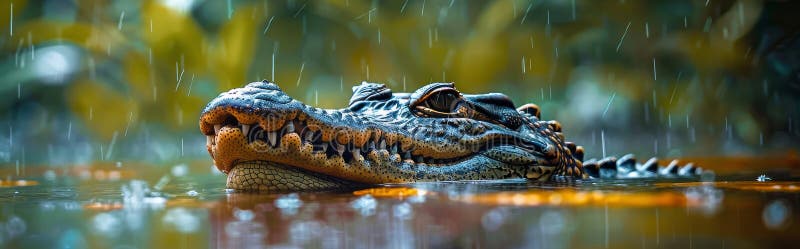 Alligator Resting in Rain during Daytime Stock Image - Image of forest ...