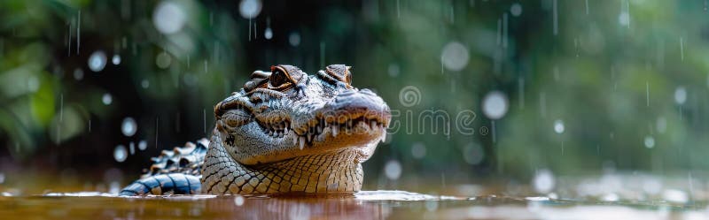 Alligator Resting in Rain during Daytime Stock Photo - Image of wild ...