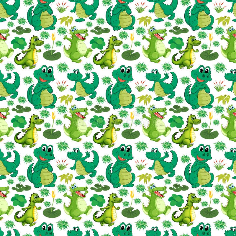 Alligator Seamless Pattern Design Stock Vector - Illustration of ...