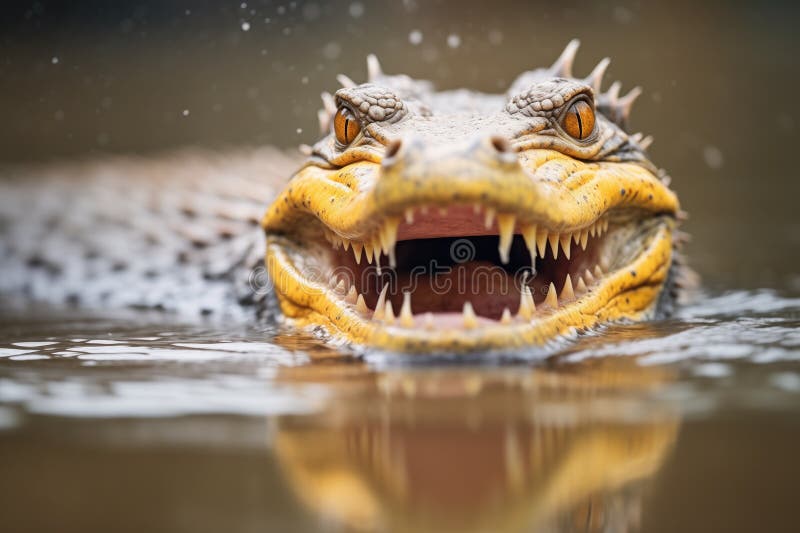 Alligator Showing Teeth while Bellowing in Water Stock Illustration ...