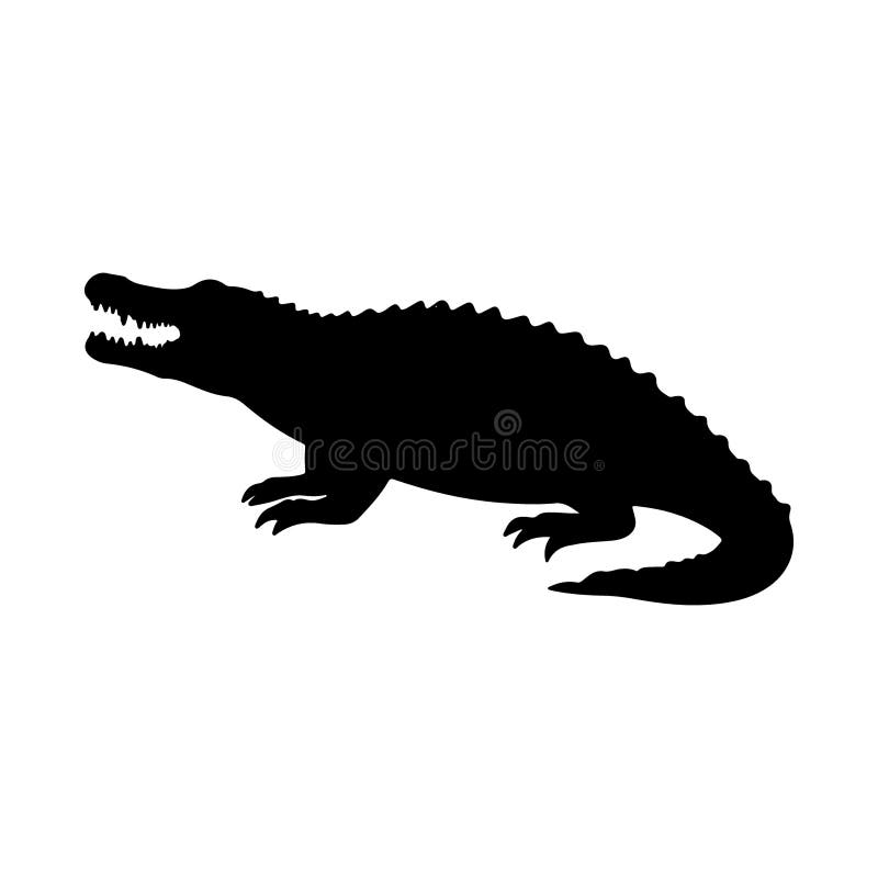 Alligator Silhouette Vector Art White Background Stock Vector ...