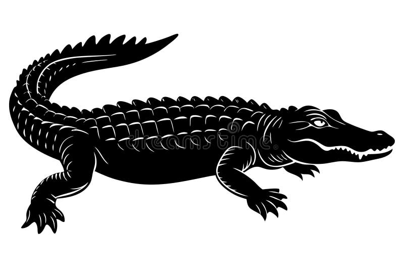 Alligator Silhouette Vector Illustration Stock Vector - Illustration of ...