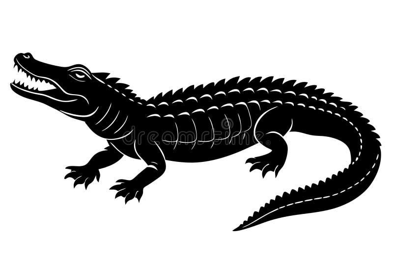 Alligator Silhouette Vector Illustration Stock Vector - Illustration of ...
