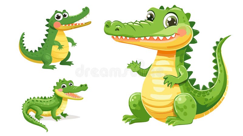 Playful Cute Alligator Cartoon Vector Illustrations - AI Generated ...