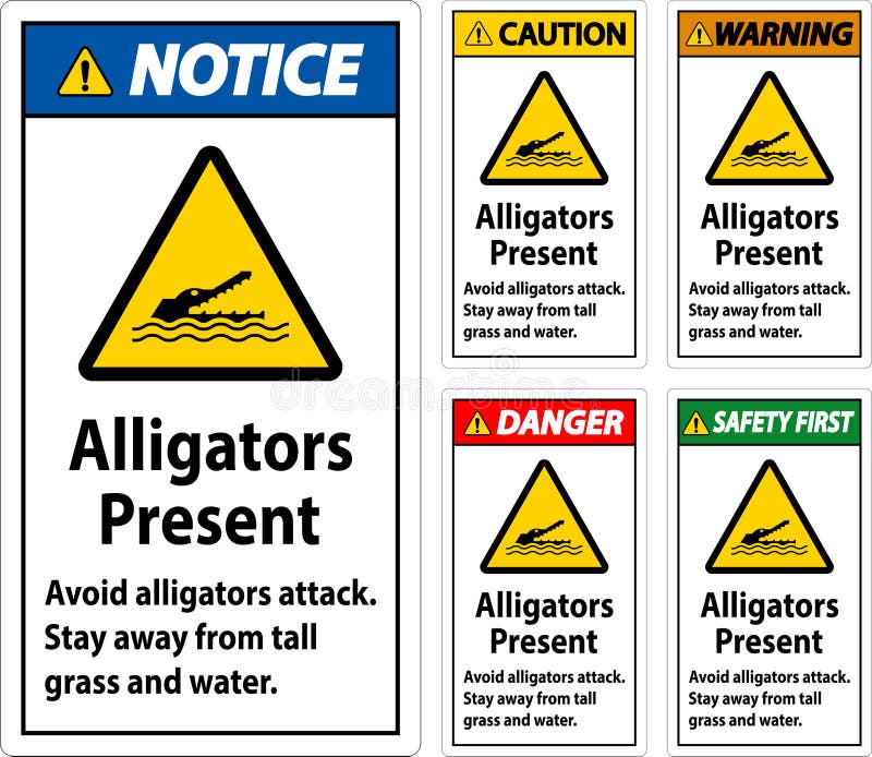 Alligator Warning Sign, Danger - Alligators Present Avoid Attack, Stay ...