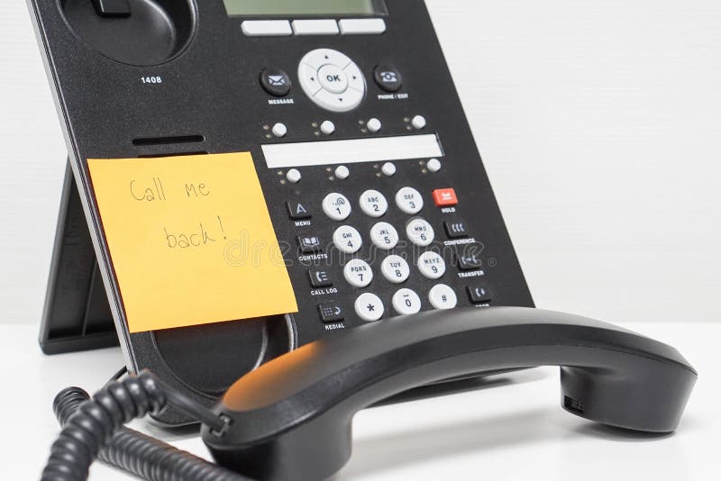 Alling Back Message on Sticky Note Attach To IP Phone Stock Image ...