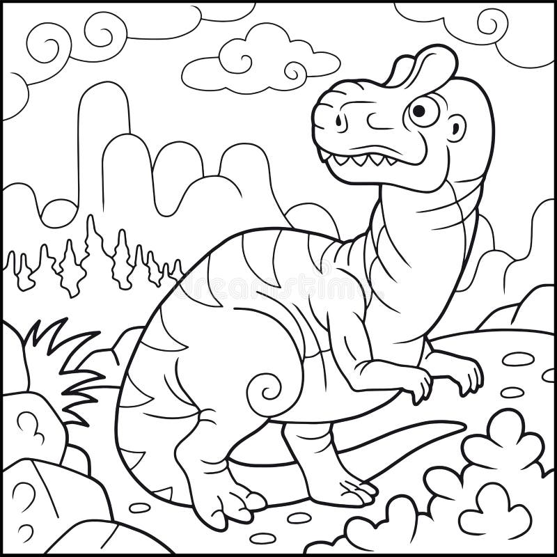 Allosauro Divertente, Libro Da Colorare Illustrazione Vettoriale ...