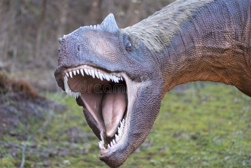 Allosaurus with Its Mouth Full of Sharp Teeth, Seen "en Face ...