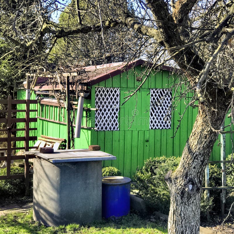 Allotment Hut in Spring Time Stock Image - Image of garden, cottage ...