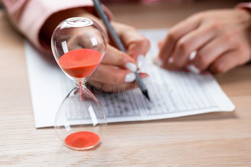 Writing a Test in a Short Time. Students Hands To Take Exams, Write an ...