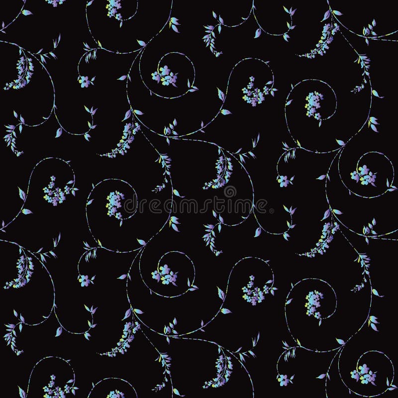 Allover Floral Scroll Design. Multi Color. Seamless Stock Illustration ...