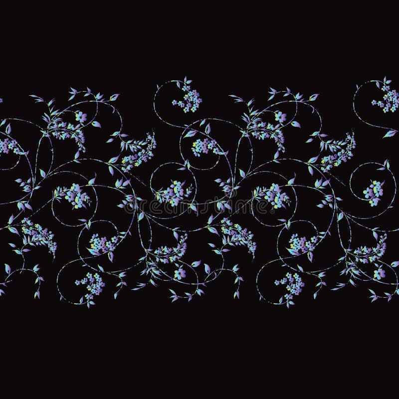 Border Ombre Floral Scroll Design. Multi Color. Seamless. Stock Vector ...