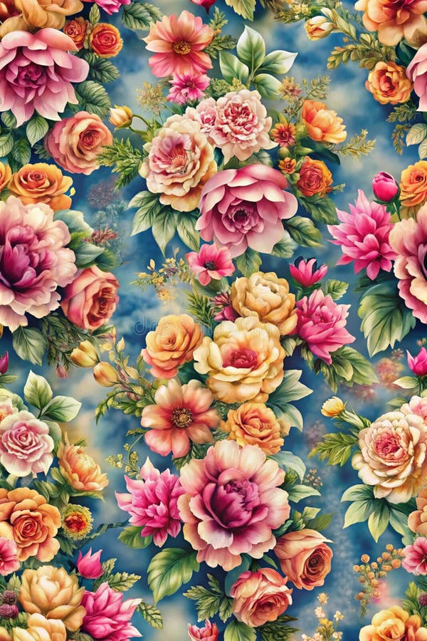 Allover Seamless Floral Pattern Design with Beautiful Flowers on ...