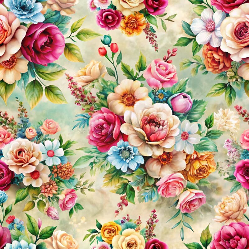 Allover Seamless Floral Pattern Design with Beautiful Flowers on Textured Background Stock ...