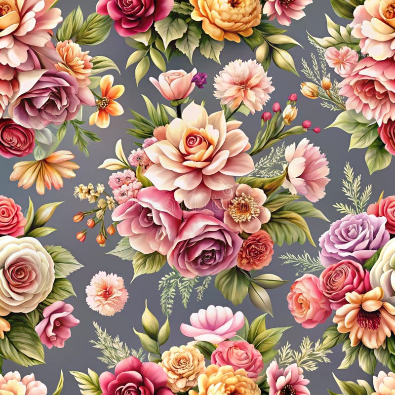 Allover Seamless Floral Pattern Design with Beautiful Flowers on ...