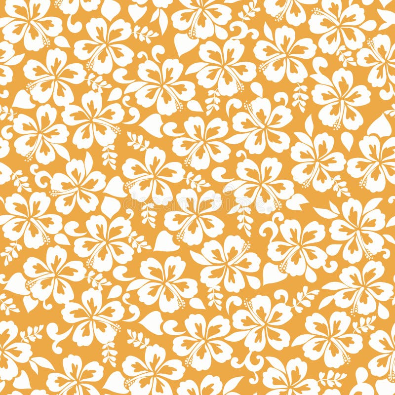 Allover Stylized Hibiscus Repeat Vector Pattern. Random Layout Stock Illustration - Illustration ...
