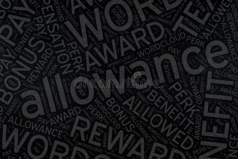 Allowance ,Word Cloud Art on Blackboard Stock Photo - Image of cloud ...