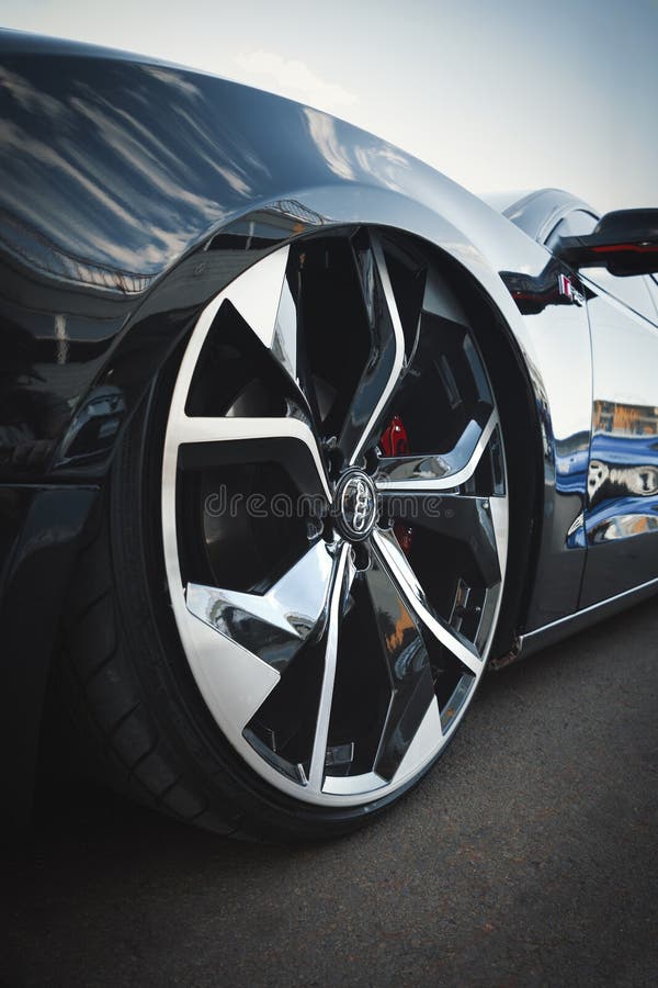 Alloy Wheel from an Audi Car, with Angular Two Tone Diamond Design ...