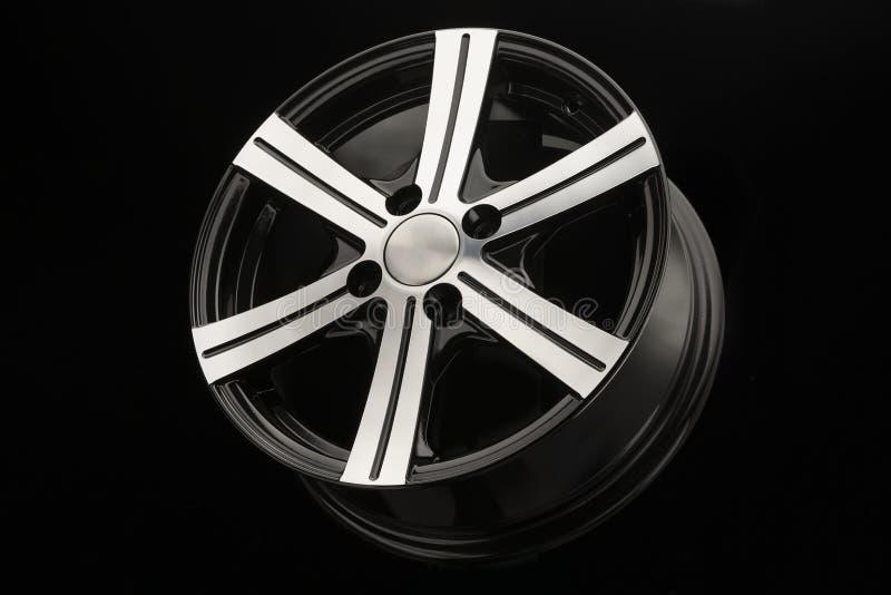 Alloy Wheel Black with Polishing. Side View Close-up Stock Image ...