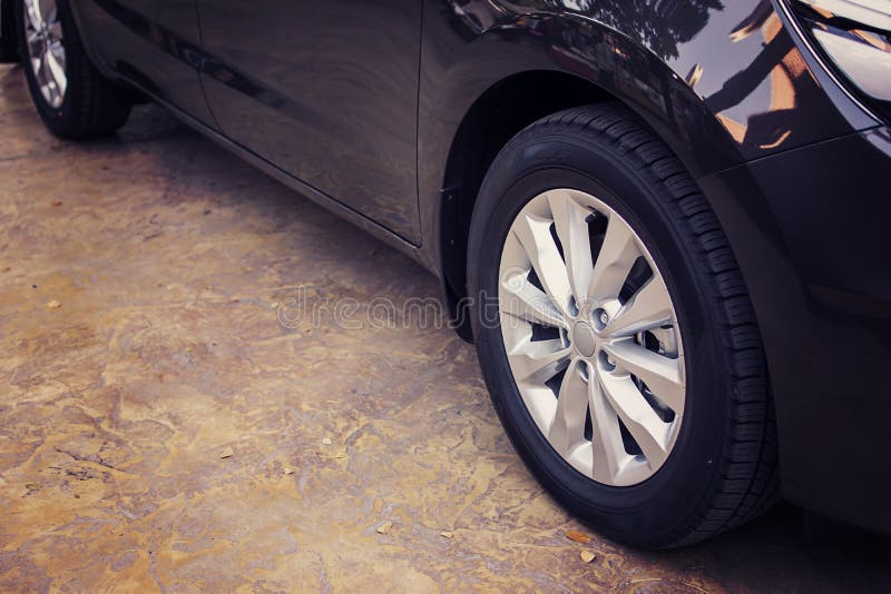 Alloy Wheel of Luxury Car in View Side. Stock Image - Image of closeup ...