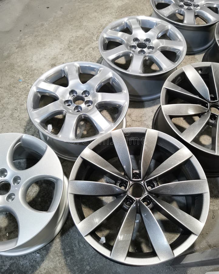 Alloy Wheels from Cars Painted in Silver Stock Image - Image of silver ...