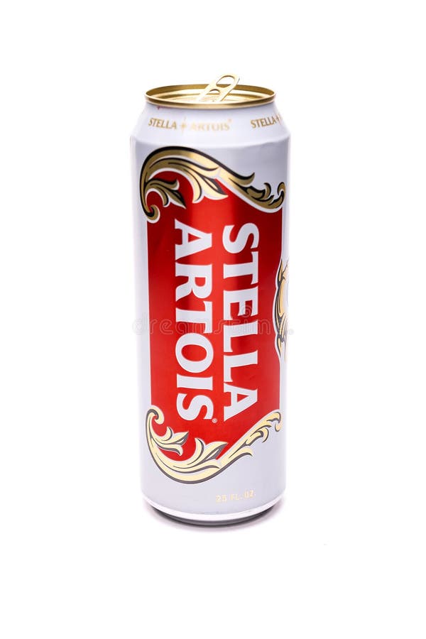 Alluminium Can of Stella Artois Beer on White Background Editorial ...