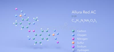 Allura Red Ac Molecule, Molecular Structures, Food Dye E129, 3d Model ...