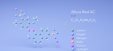 Allura Red Ac Molecule, Molecular Structures, Food Dye E129, 3d Model ...
