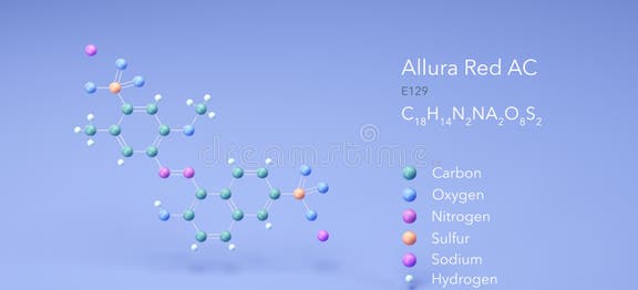 Allura Red Ac Molecule, Molecular Structures, Food Dye E129, 3d Model ...