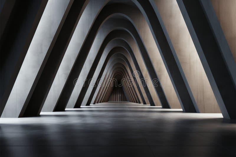 The Allure of an Empty Cement Tunnels Abstract Interior Design Stock ...