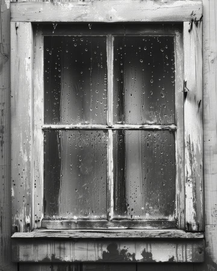 The Allure of Raindrops on a Vintage Window Evoking Nostalgia. Black ...
